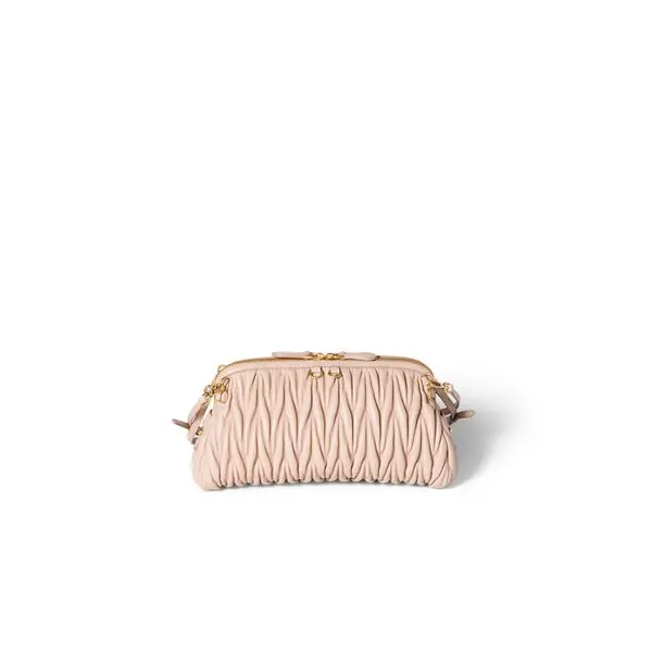 Miu Miu Caprice Matelassé Nappa Leather Clutch - Powder Pink